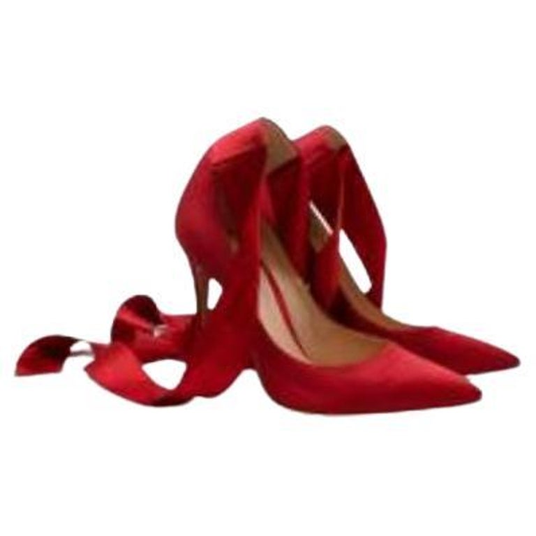 Red Bow Satin Pumps For Sale at 1stDibs