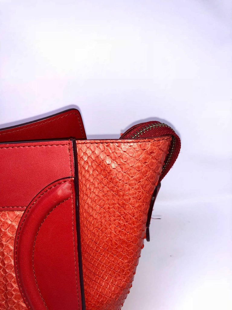 Celine Red python mini luggage bag at 1stDibs