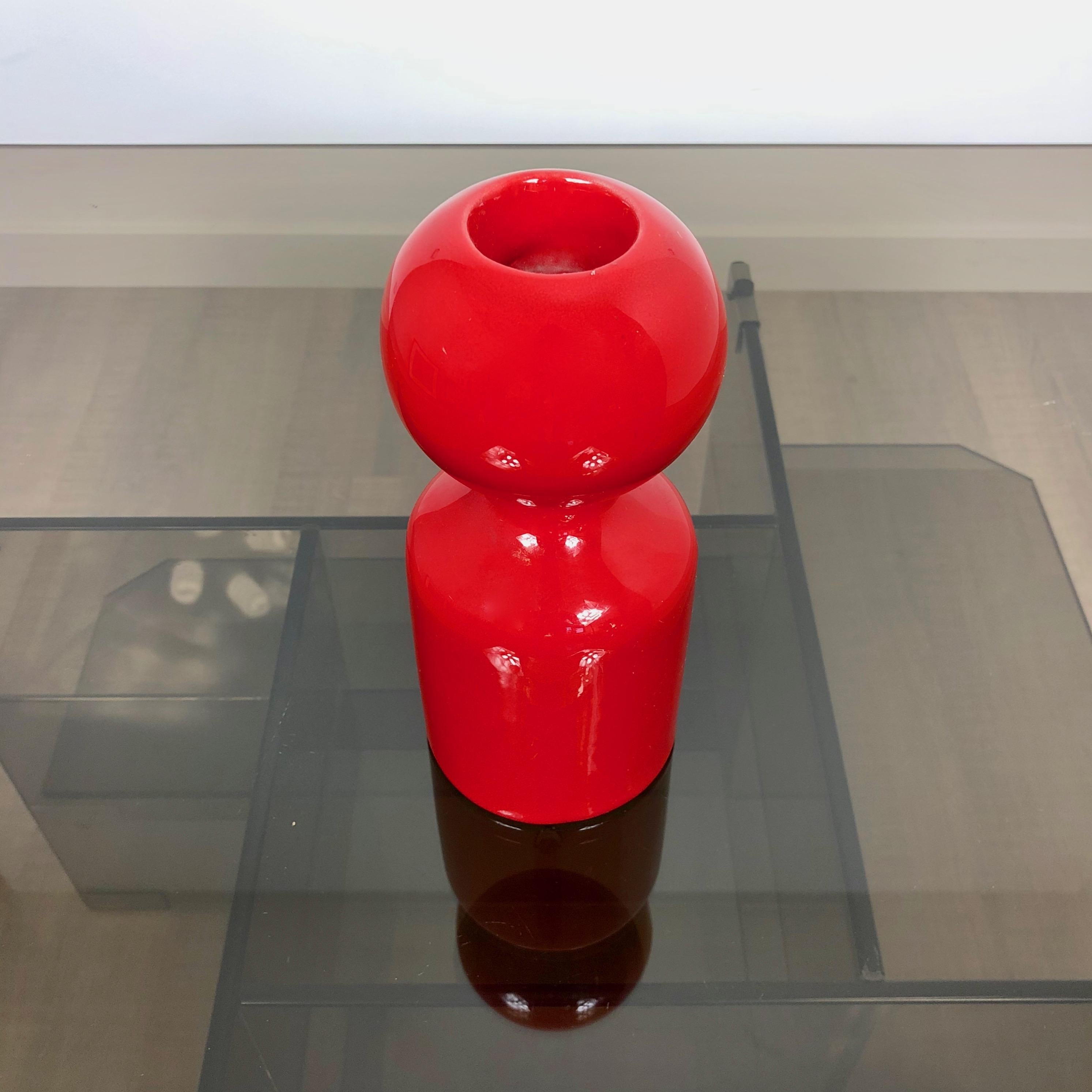 Red Ceramic Candleholder by Liisi Beckmann for Gabbianelli, Italy ...
