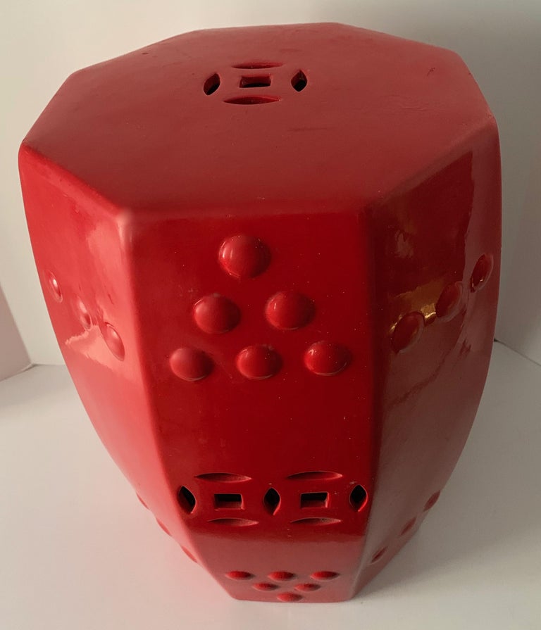 Red Ceramic Garden Stool Side Table at 1stDibs