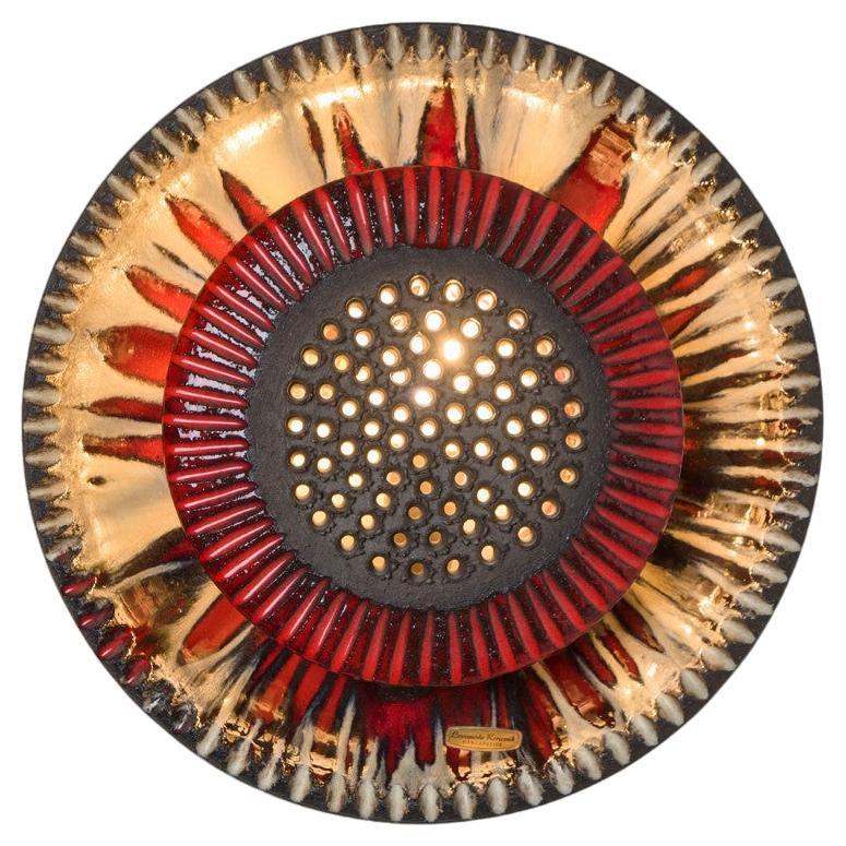 Red Ceramic Wall Light Flush Mount, Denmark, 1970 For Sale at 1stDibs