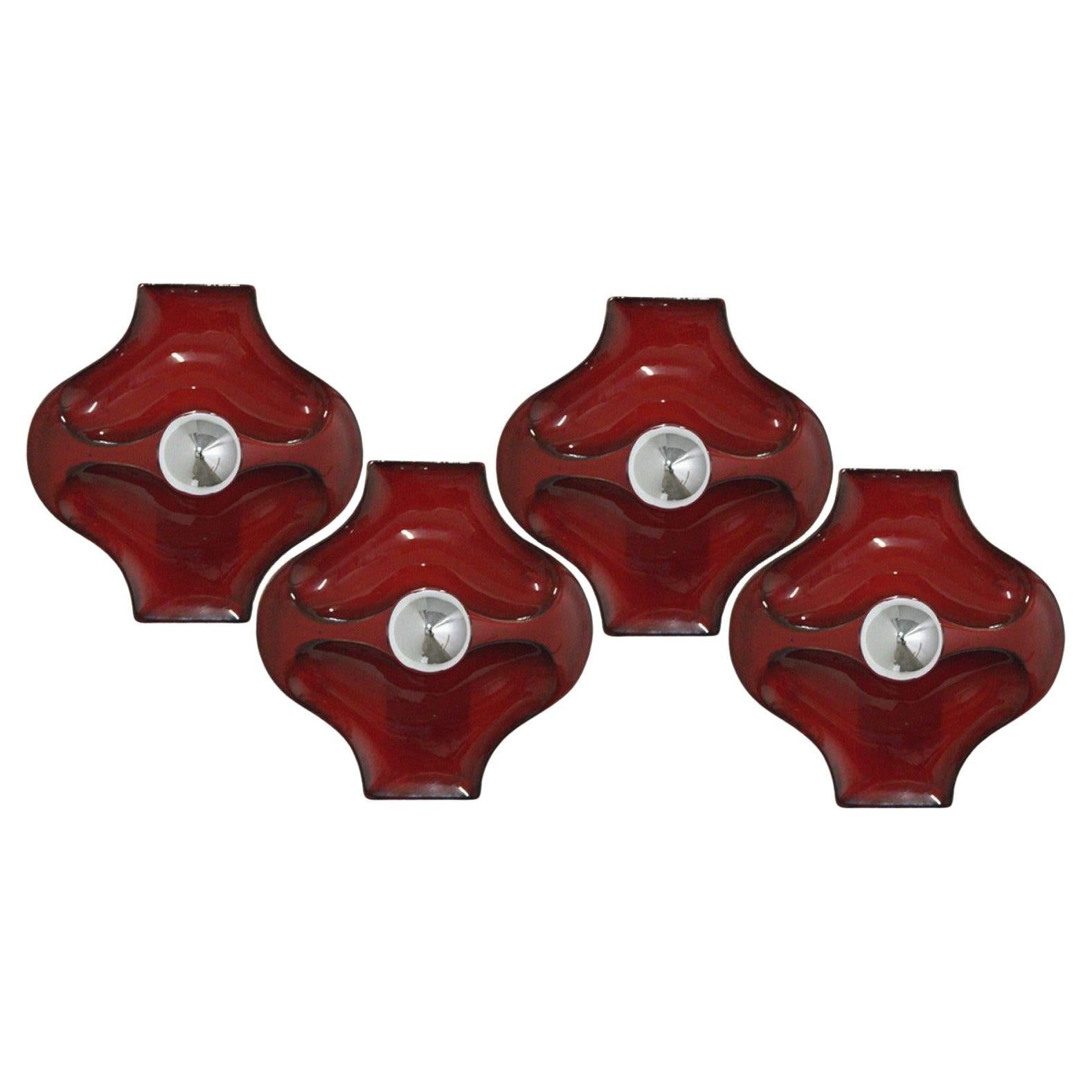 Several Red Ceramic Wall Lights Hustadt Keramik, Germany For Sale at ...