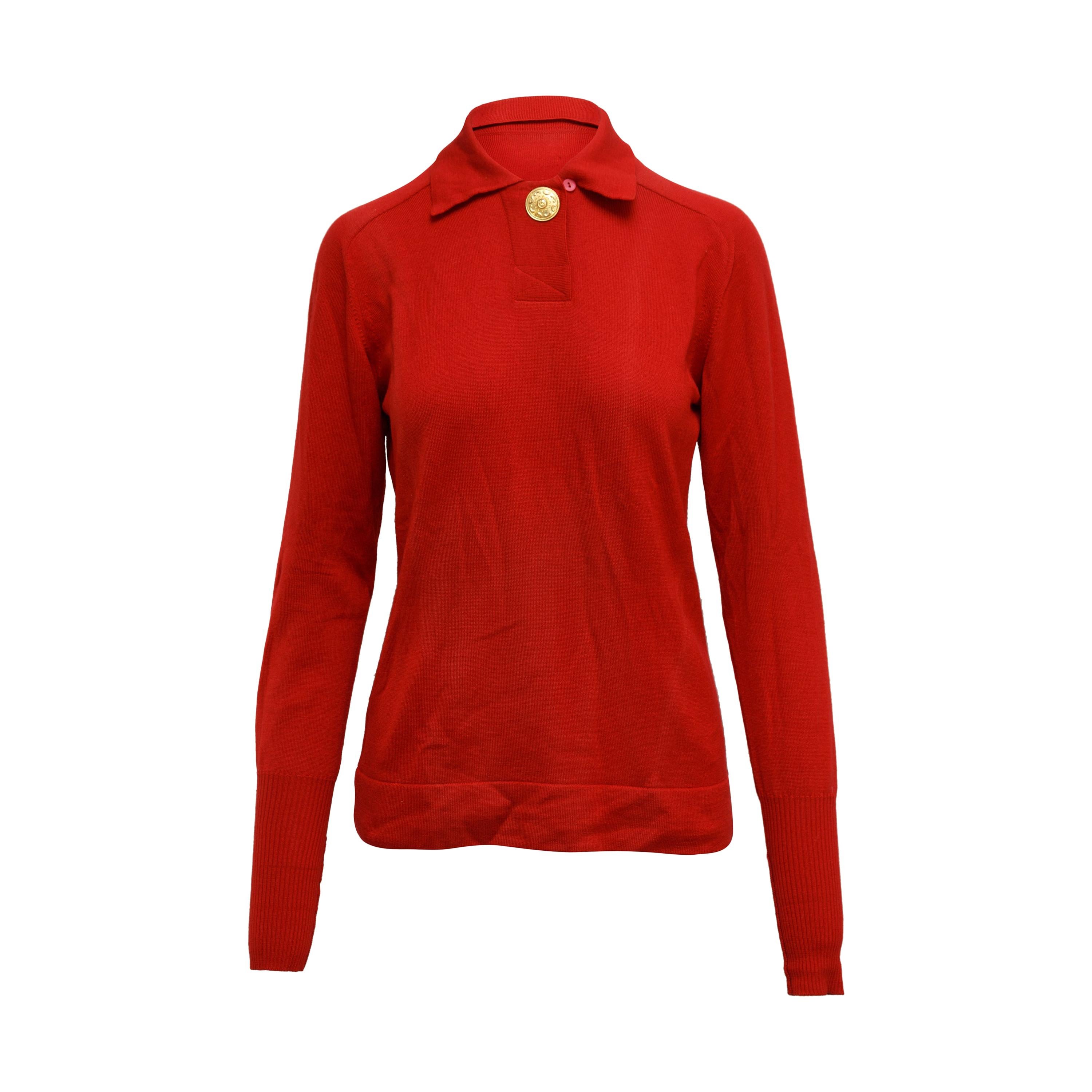 Red Chanel Boutique Long Sleeve Knit Top at 1stDibs