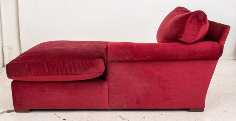 Red Chenille Upholstered Chaise Lounge For Sale at 1stDibs