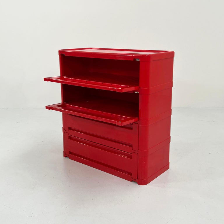 Red Chest of Drawers Model “4964” by Olaf von Bohr for Kartell, 1970s ...