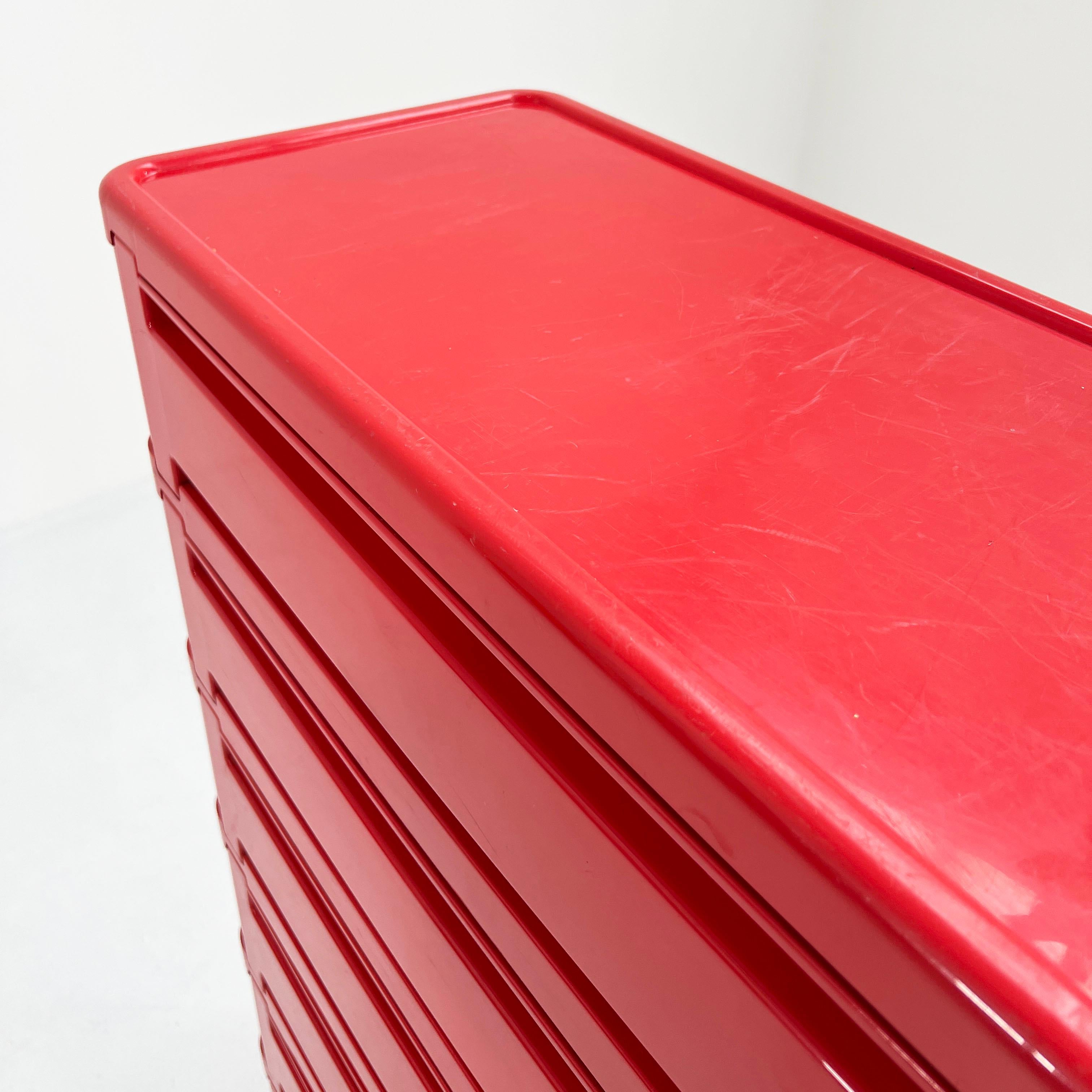 Red Chest of Drawers Model “4964” by Olaf Von Bohr for Kartell, 1970s ...