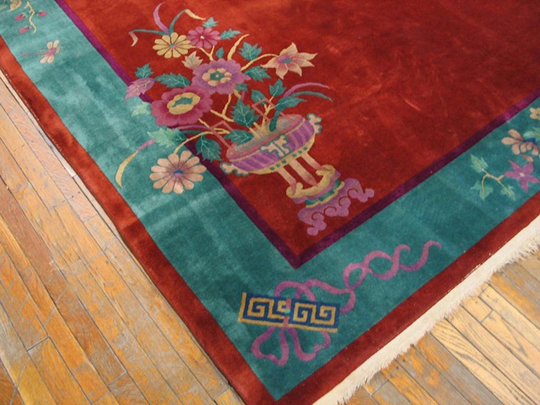 Antique Chinese Art Deco Carpet 8'0" x 9'8" For Sale at 1stDibs | red ...