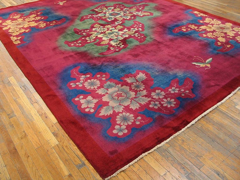 Red Chinese Art Deco Rug 10'0" x 13'6" For Sale at 1stDibs