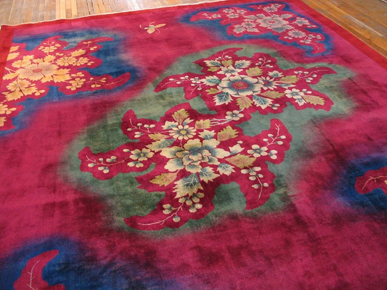 Red Chinese Art Deco Rug 10'0" x 13'6" For Sale at 1stDibs