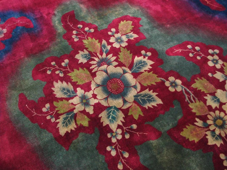 Red Chinese Art Deco Rug 10'0" x 13'6" For Sale at 1stDibs
