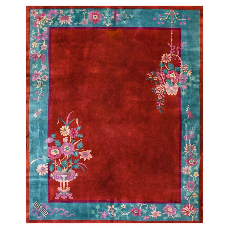 Antique Chinese Art Deco Carpet 8'0" x 9'8" For Sale at 1stDibs | red ...