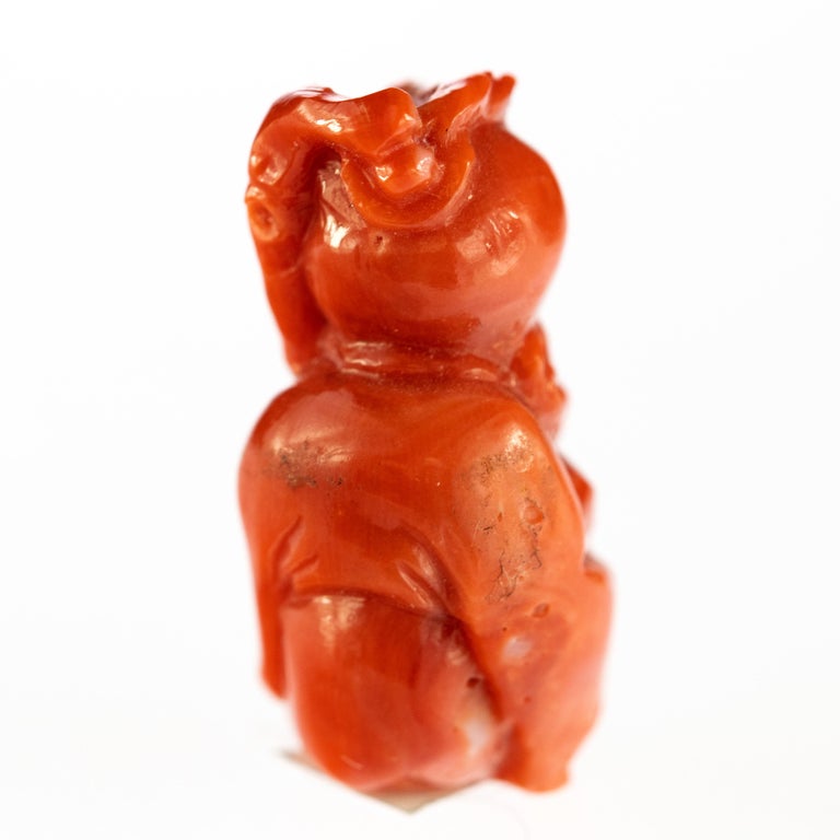 Red Coral Man Hand Carved Asian Art Home Decor Taiwan Statue Sculpture ...