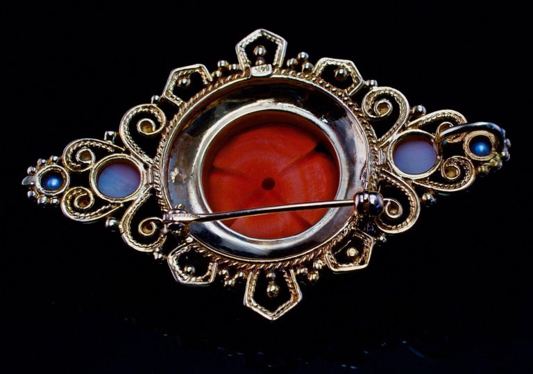 Red Coral Pearl Rose Flower Pendant Brooch 14K Yellow Gold For Sale at ...