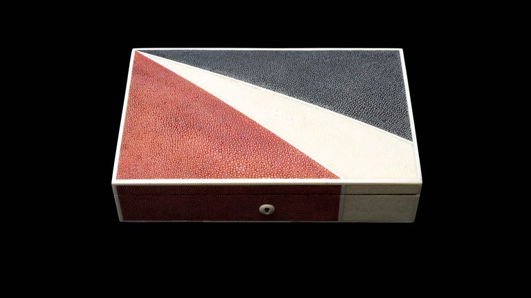 Red Cream and Black Shagreen Box For Sale at 1stDibs