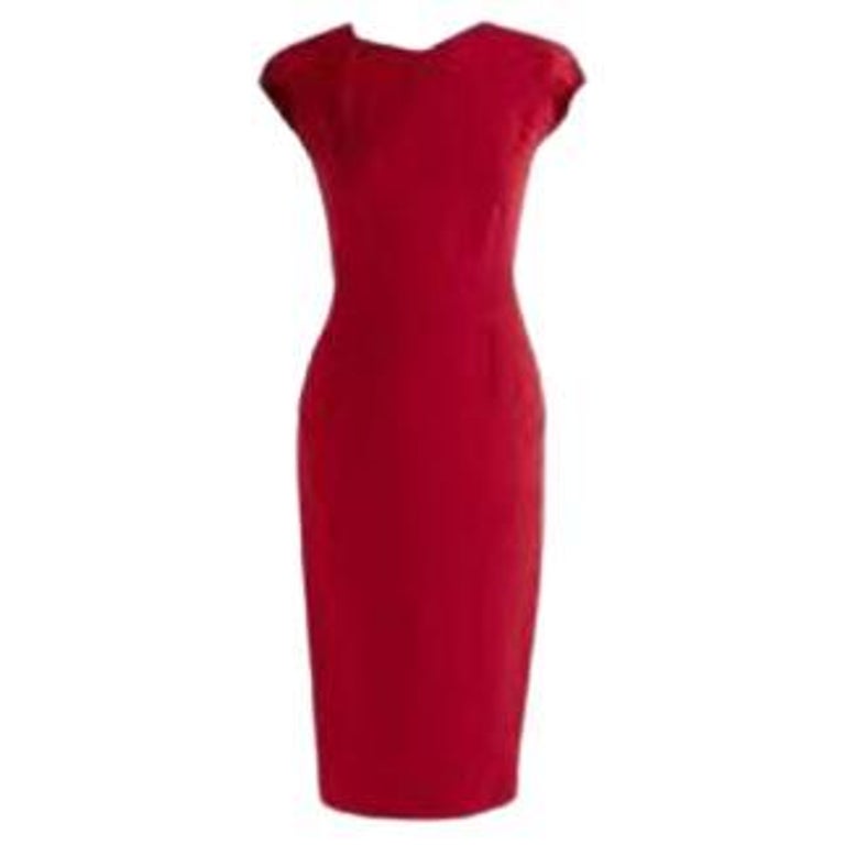 red crepe pencil dress For Sale at 1stDibs