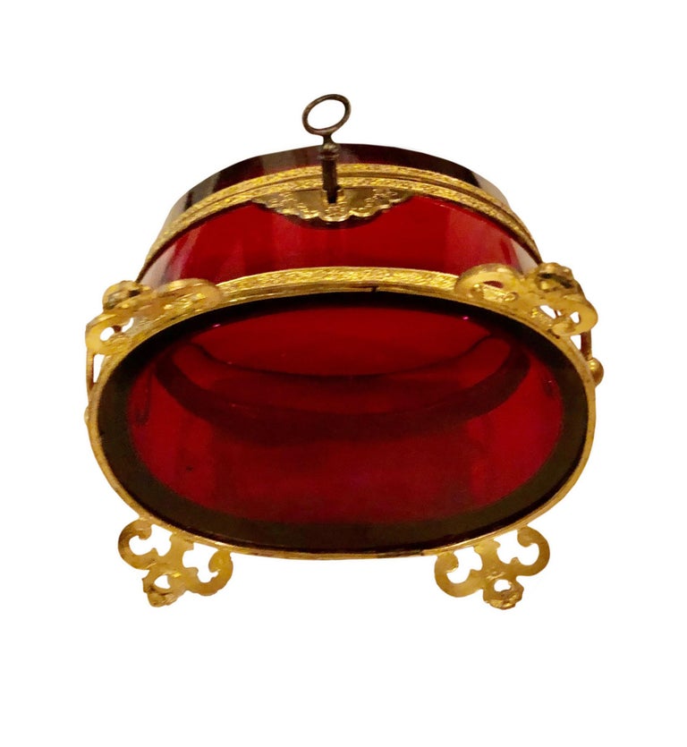 Red Crystal and Doré Bronze Box For Sale at 1stDibs