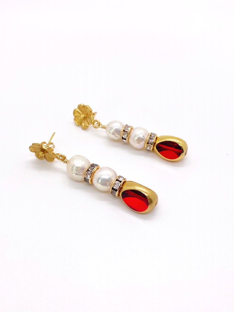 Red Crystal Drop Earrings For Sale at 1stDibs