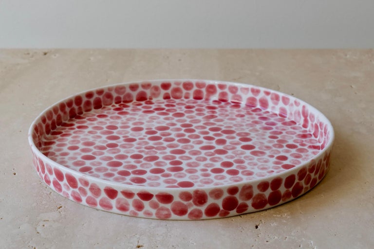 Red Dots Porcelain Medium Plate For Sale at 1stDibs