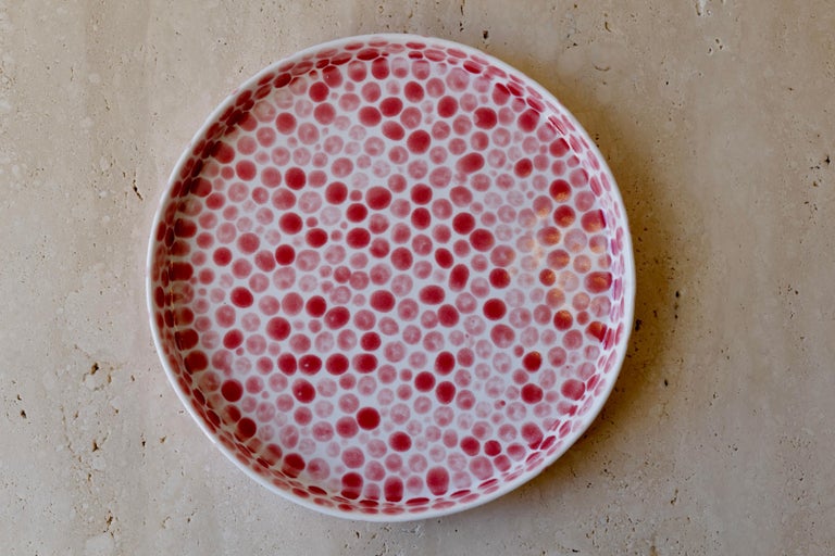 Red Dots Porcelain Medium Plate For Sale at 1stDibs