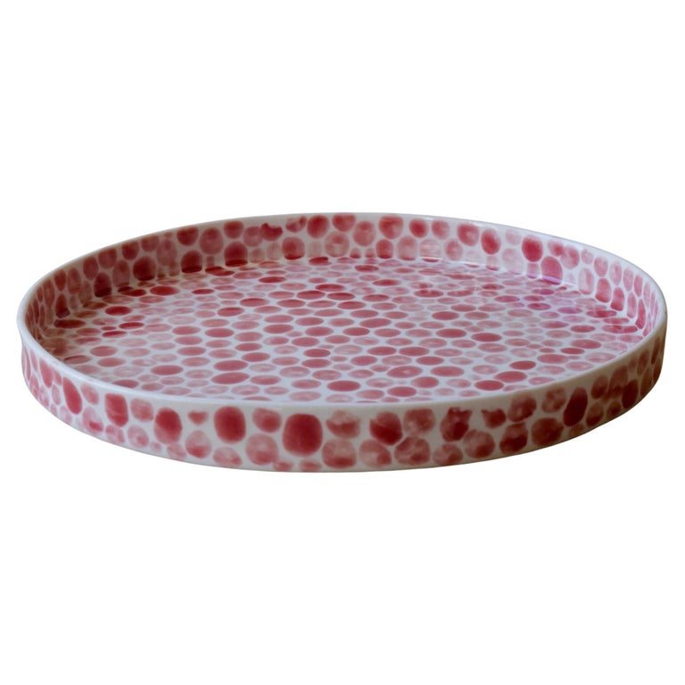 Red Dots Porcelain Medium Plate For Sale at 1stDibs