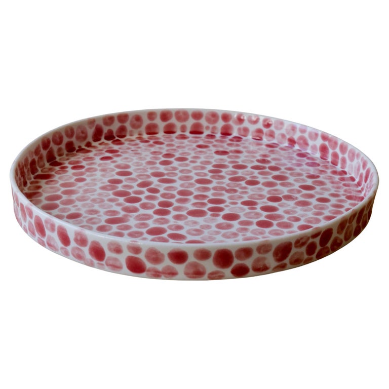 Red Dots Porcelain Medium Plate For Sale at 1stDibs