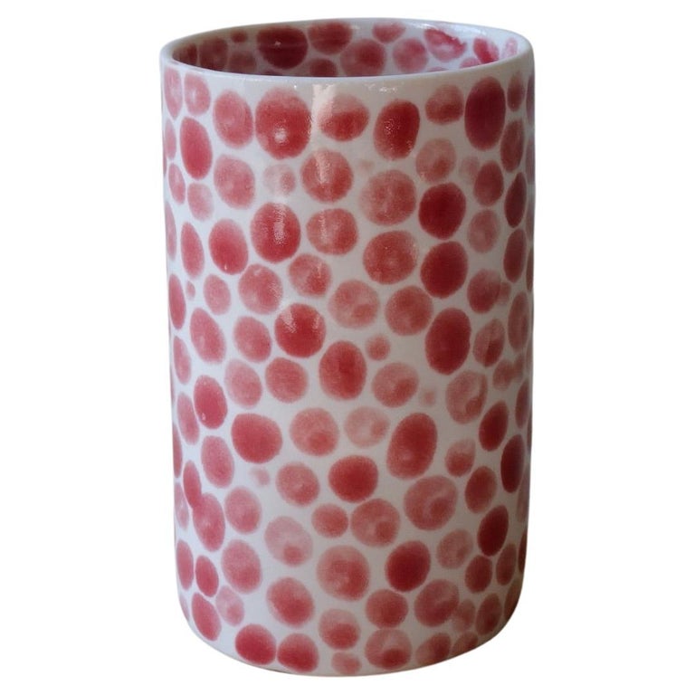 Red Dots Porcelain Tall Cup by Lana Kova For Sale at 1stDibs