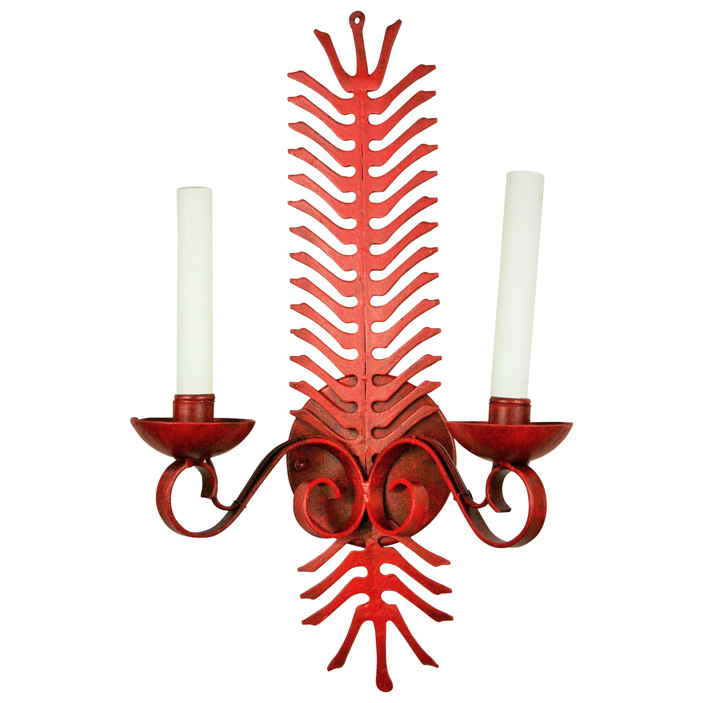 Pair red tole Pagoda sconces at 1stDibs