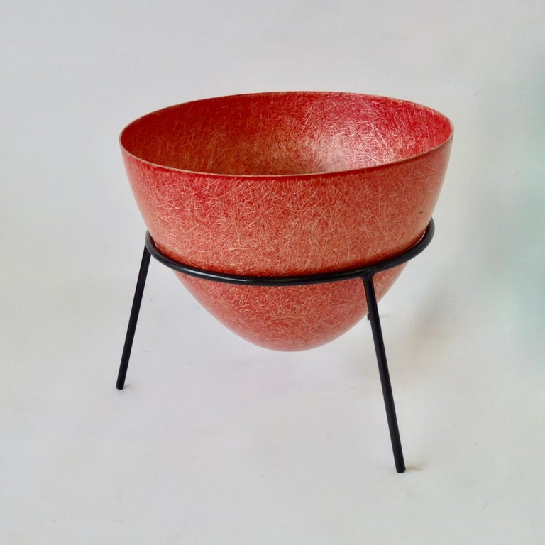 Red Fiberglass Greta Grossman Inspired Cone Planter Pot in Wrought Iron ...