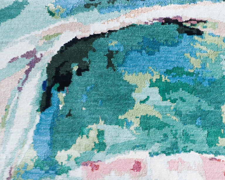 Red Fish - Animalistic Contemporary Hand Knotted Wool Silk Rug For Sale ...