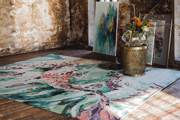 Red Fish - Animalistic Contemporary Hand Knotted Wool Silk Rug For Sale ...