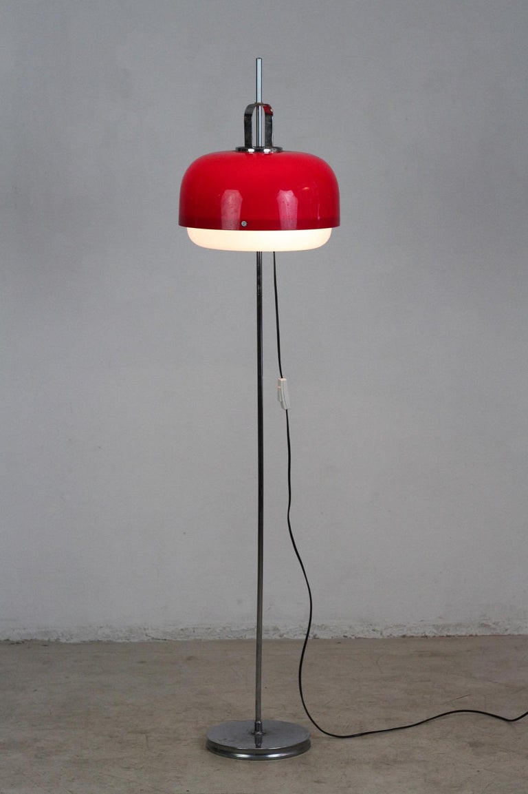 Red Floor Lamp by Harvey Guzzini, Meblo, 1970s at 1stDibs