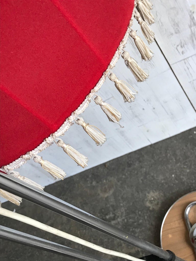 Red Floor Lamp with Beautiful Shaped Shade For Sale at 1stDibs