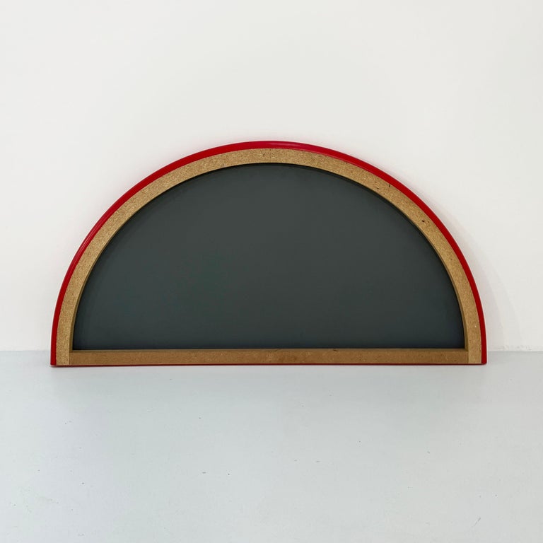 Red Frame Semi-Circle Mirror, 1970s at 1stDibs