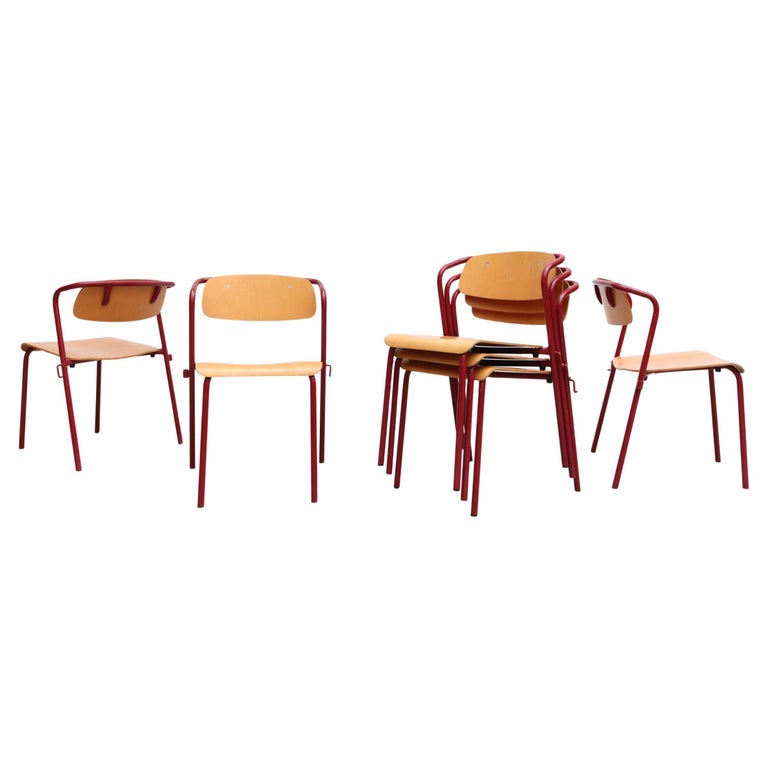Red Framed Stacking School Chairs at 1stDibs