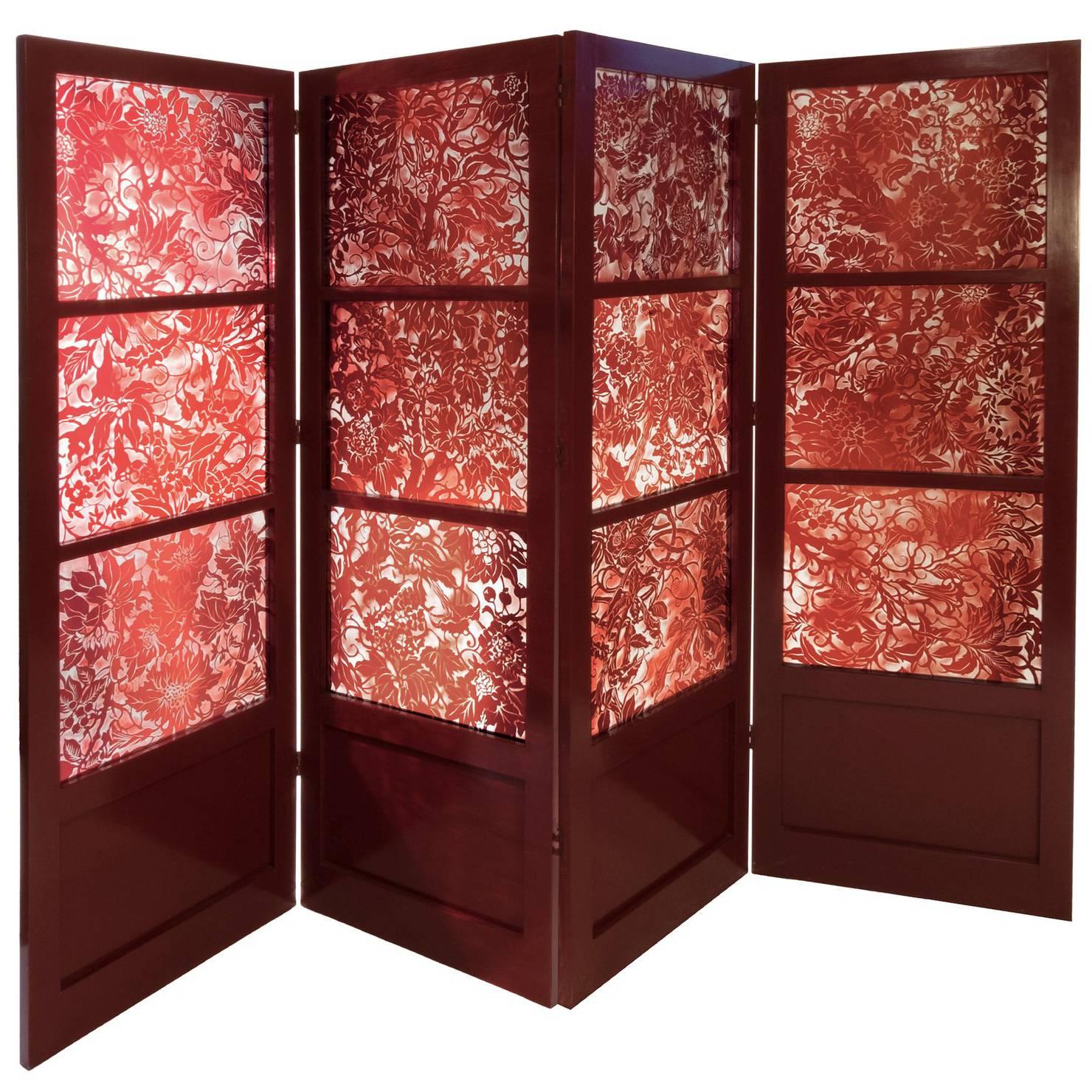 Red Glass Screen For Sale at 1stDibs