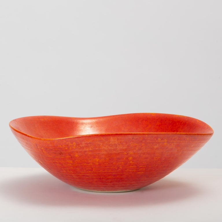Red Glazed Studio Pottery Bowl at 1stDibs