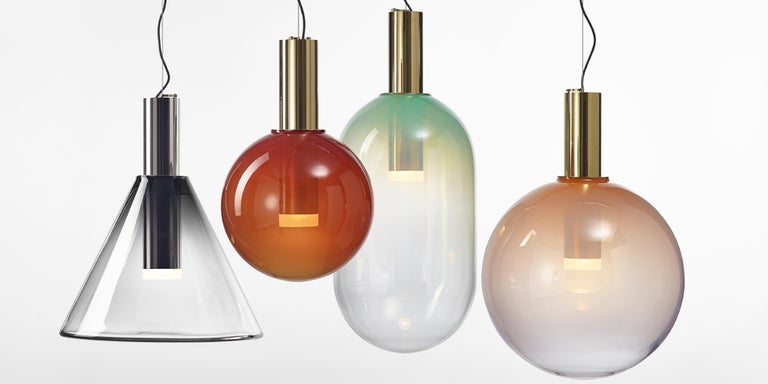 Red / Gold Blown Crystal Glass Pendant, Phenomena by Dechem Studio for ...