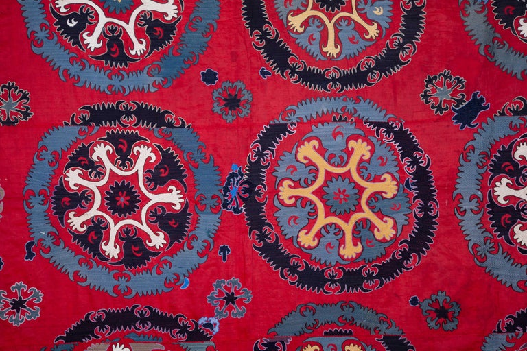 Red Ground Suzani from Uzbekistan, Early 20th Century For Sale at 1stDibs