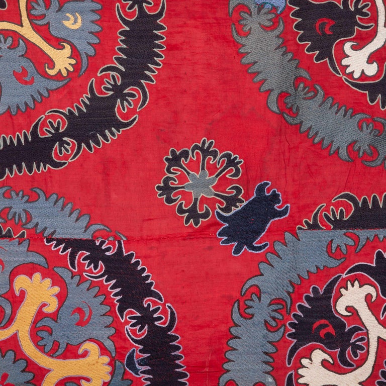 Red Ground Suzani from Uzbekistan, Early 20th Century For Sale at 1stDibs