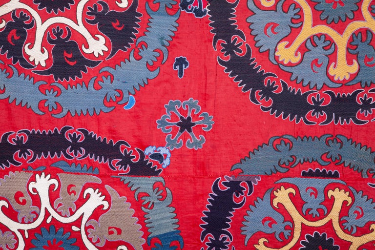 Red Ground Suzani from Uzbekistan, Early 20th Century For Sale at 1stDibs