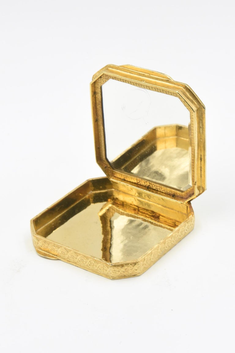 Red Guilloche Enamel Gilt Portrait of Period Lady Compact Powder or ...