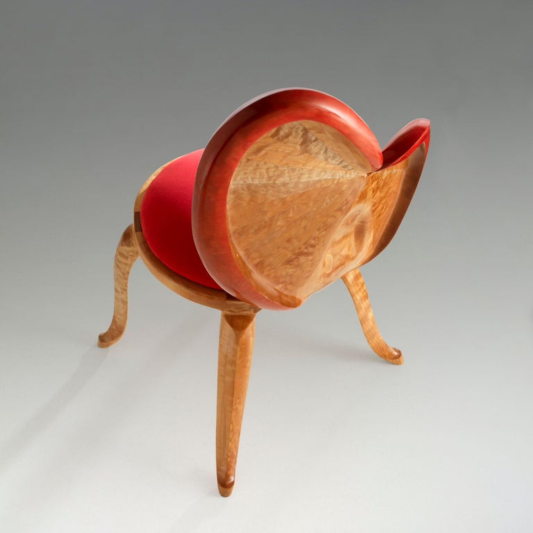 Red Heart Chair Carved from Birdseye Maple with an Ultra-Suede Seat For ...