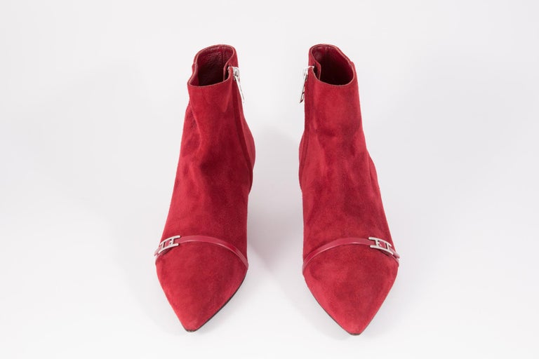 Red Hermes Deep Red Suede Leather Boots Shoes For Sale at 1stDibs | red ...