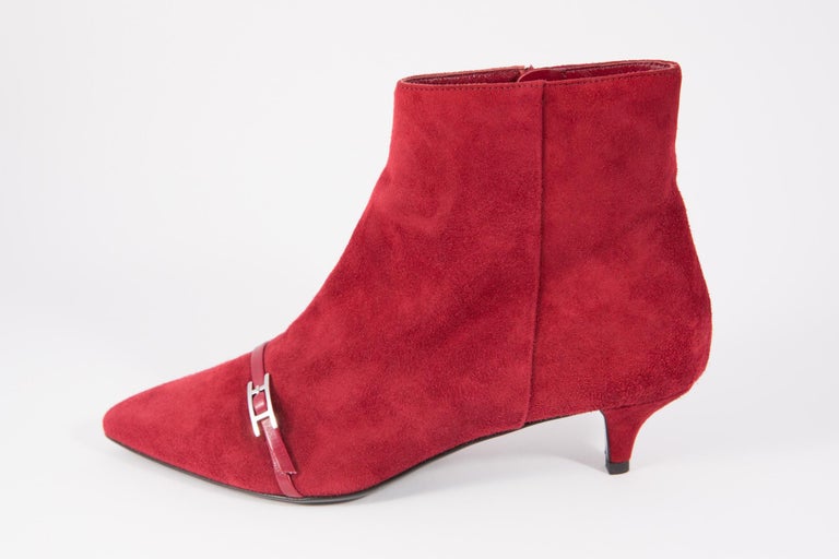 Red Hermes Deep Red Suede Leather Boots Shoes For Sale at 1stDibs | red ...