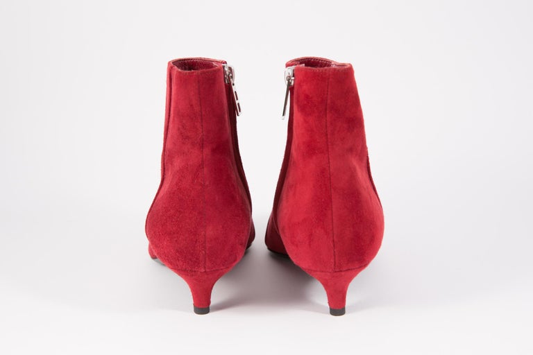 Red Hermes Deep Red Suede Leather Boots Shoes For Sale at 1stDibs | red ...