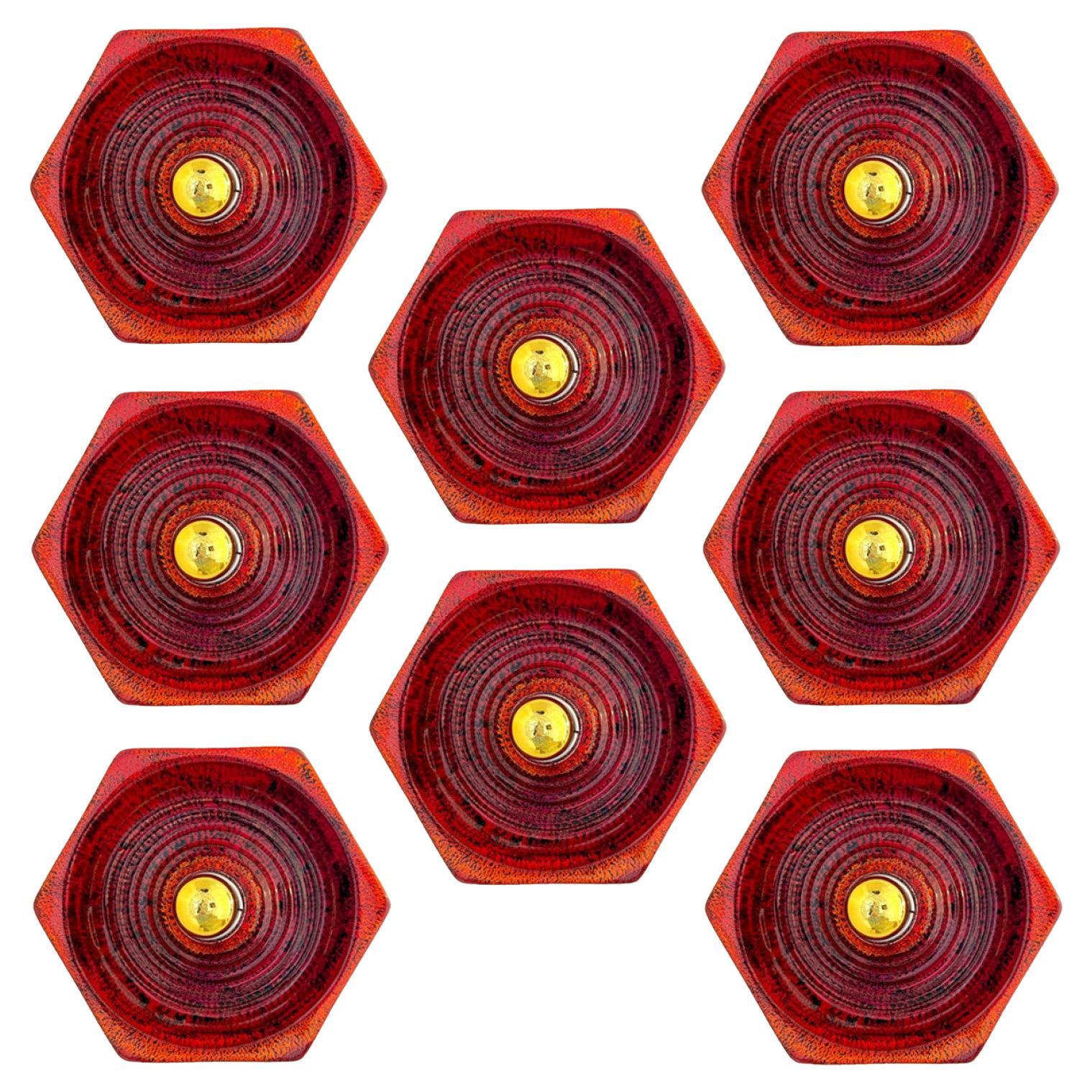 Red Curved Ceramic Wall Lights by Hustadt Keramik, Germany For Sale at ...