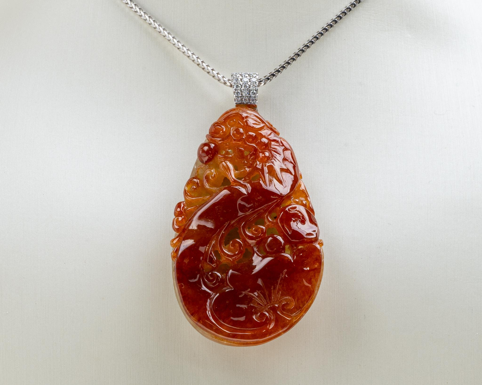 Red Jadeite Jade Dragon Pendant, Certified Untreated at 1stDibs | red ...