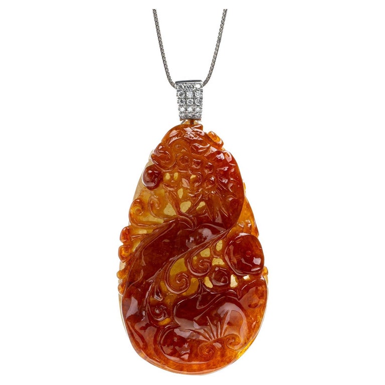 Red Jadeite Jade Dragon Pendant, Certified Untreated at 1stDibs