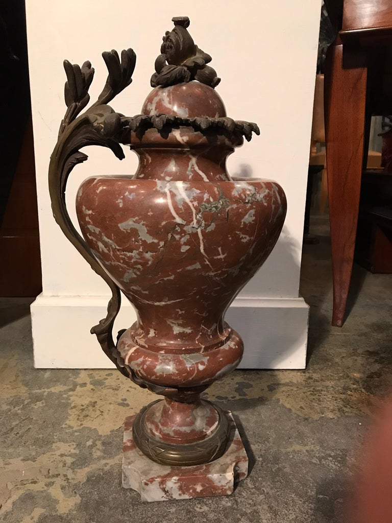 Red Jasper Marble Urn with Bronze Handle For Sale at 1stDibs | marble ...