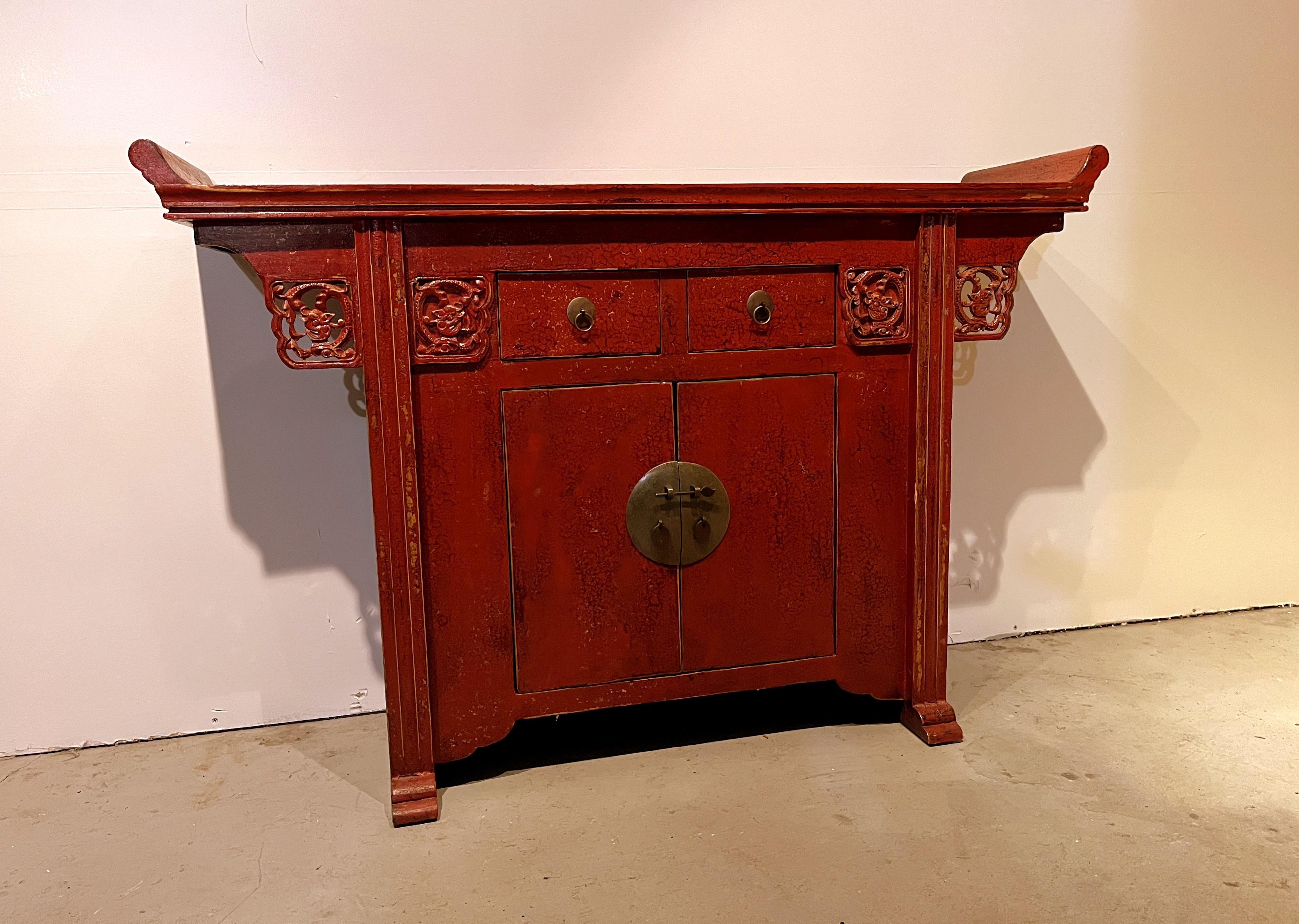 Red Lacquer Altar Coffer For Sale at 1stDibs